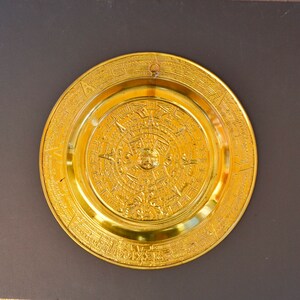 Aztec Sun, Stone Calendar, Collectible Brass Plate, Wall Plaque, Native ...