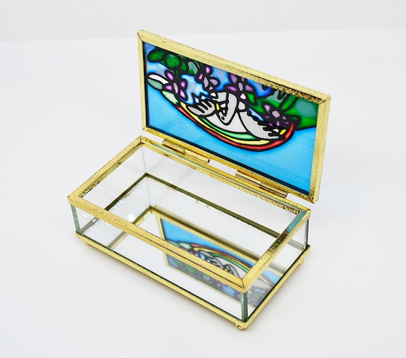 drawing glass jewelry box, stained glass jewelry box,… - Gem