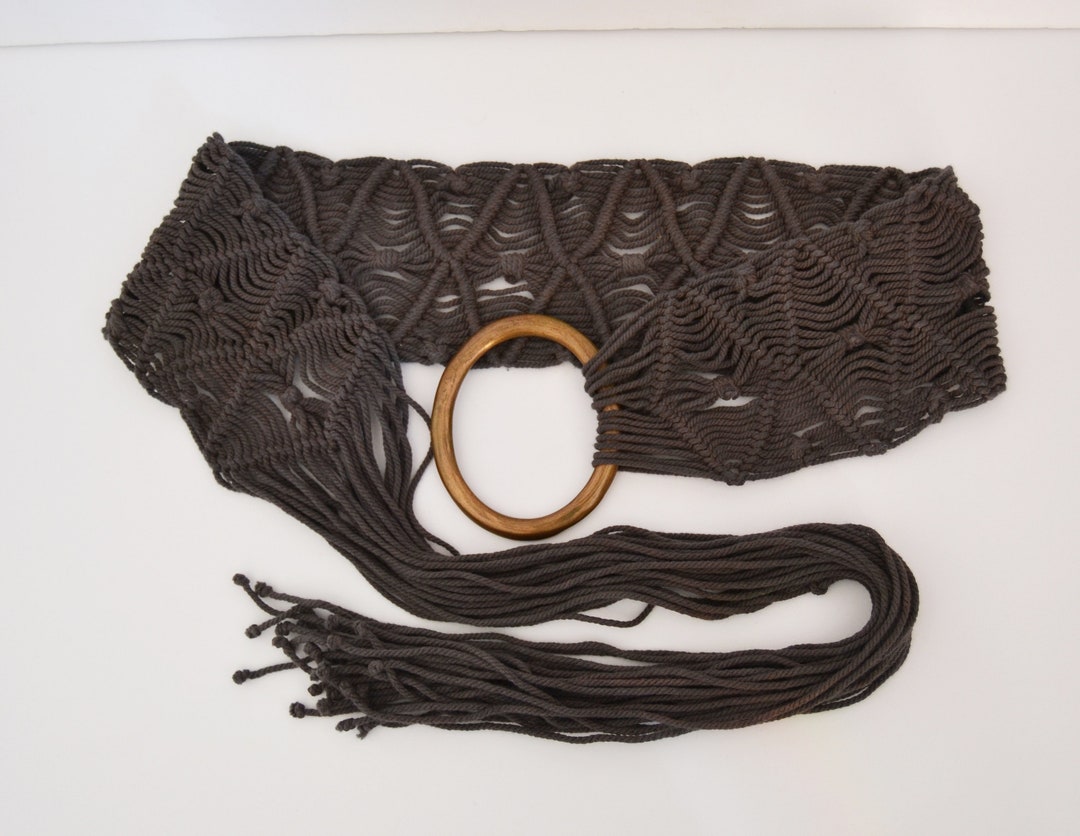 Wide Boho Belt for Women Oval Metal Buckle, Rope Belt, Braided Rope ...