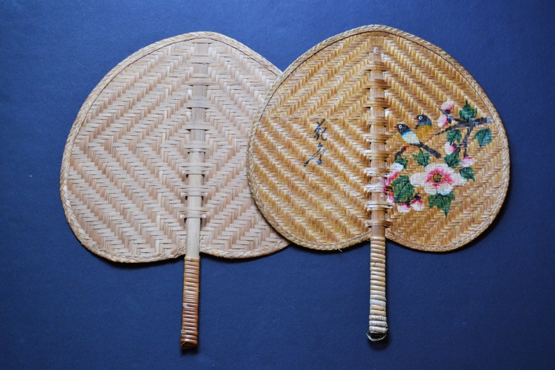 Chinese Straw Fans Vintage Straw Fan Boho Chic Fan Fixed - Etsy