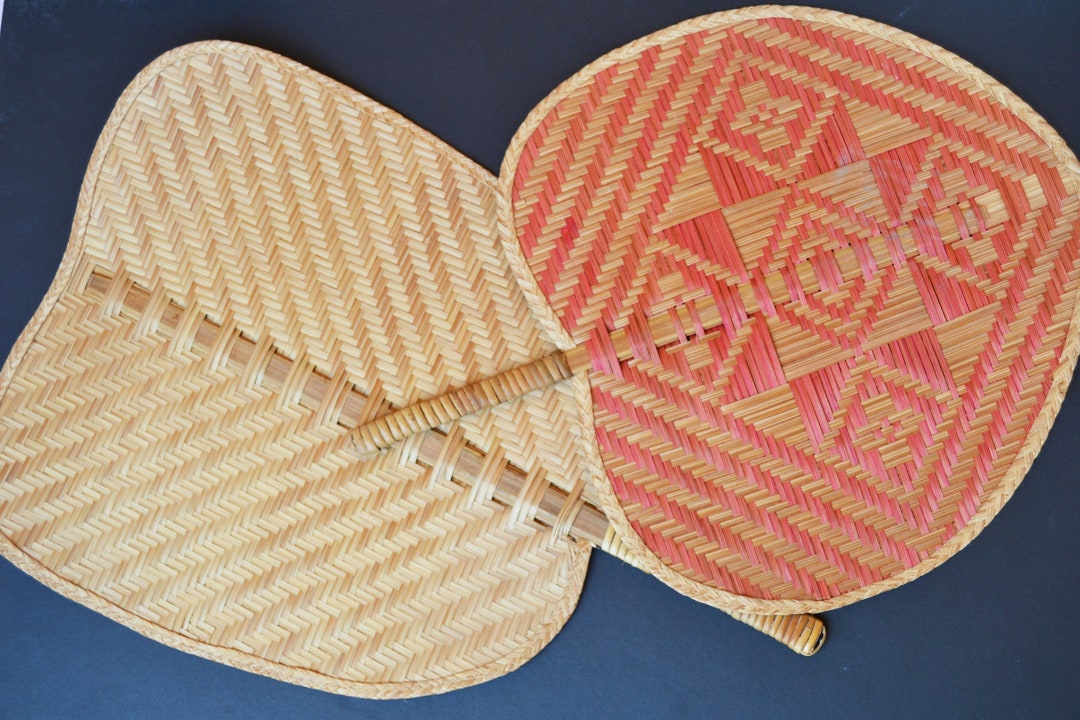 Vintage Chinese Straw Fan: Boho Chic Folk Art Decor - Etsy