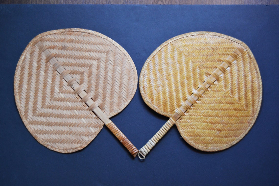 Chinese Straw Fans Vintage Straw Fan Boho Chic Fan Fixed - Etsy