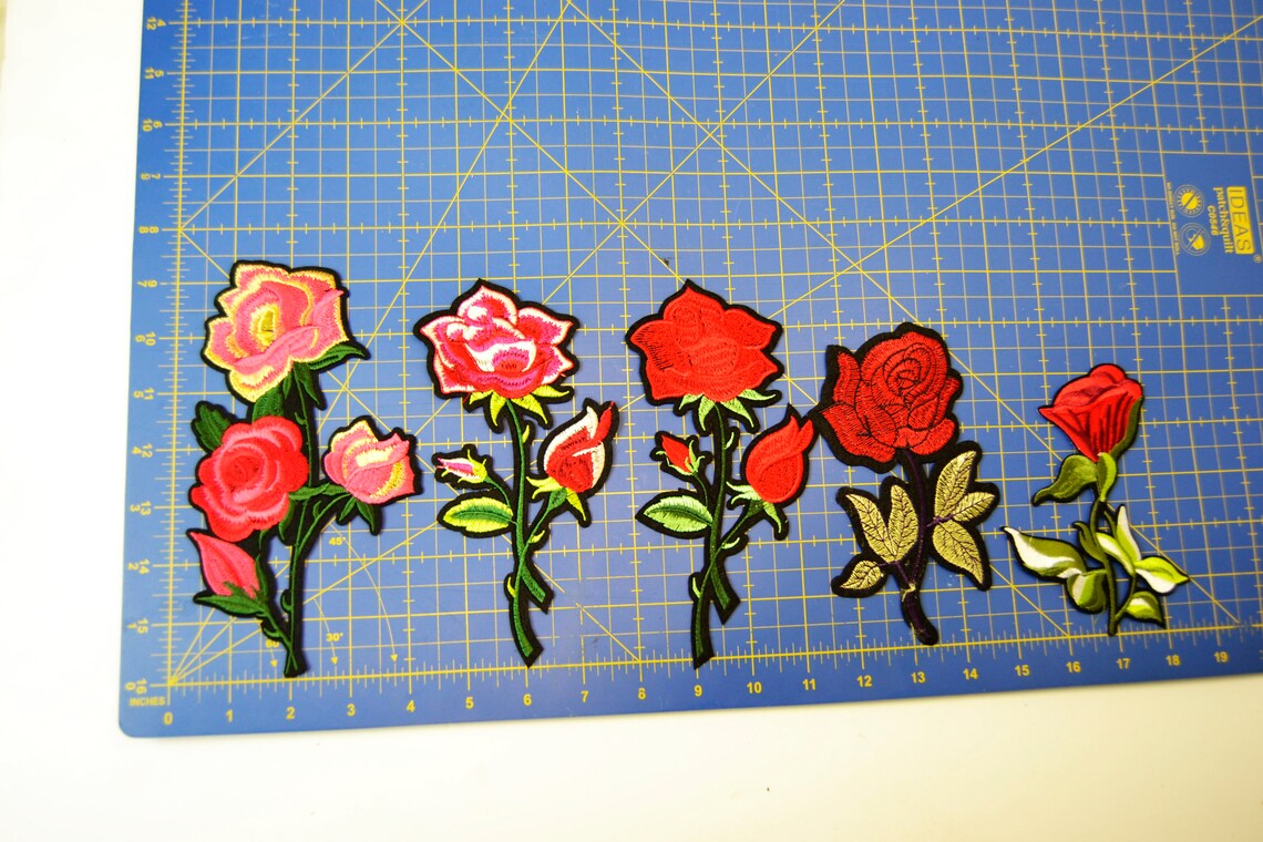 Embroidered Pink Patches Pink Patches Rose Set Patch Set - Etsy
