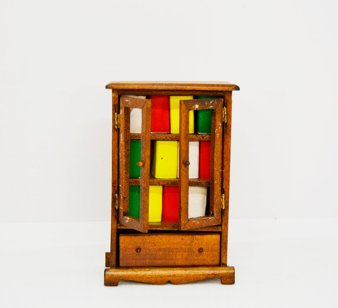 Miniature Bookcase, Dollhouse, Dollhouse, Vintage Miniature, Wooden ...