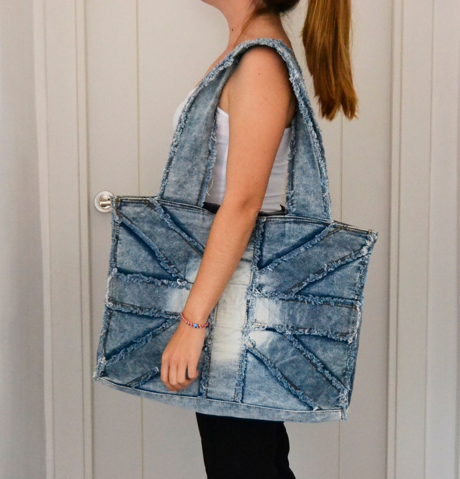 Vintage Upcycled Denim Bag Large Upcycled Denim Tote | Etsy