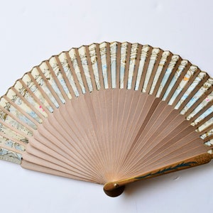 Hand Painted Wood Fan Vintage Hand Fan Old Hand Made Fan of | Etsy