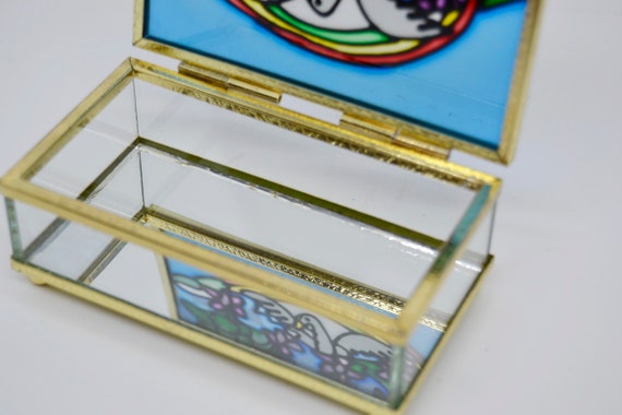 drawing glass jewelry box, stained glass jewelry box,… - Gem