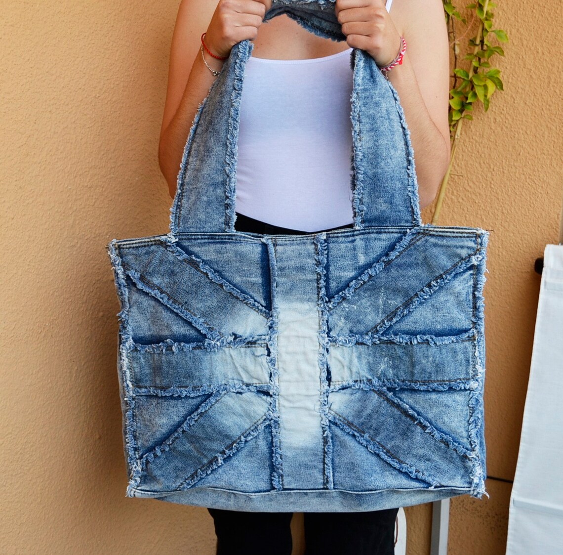 Vintage Upcycled Denim Bag Large Upcycled Denim Tote | Etsy