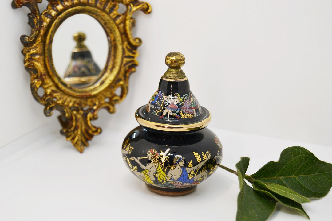 Vintage Greek Porcelain Perfume Bottle: Painted Ceramic Decor - Etsy