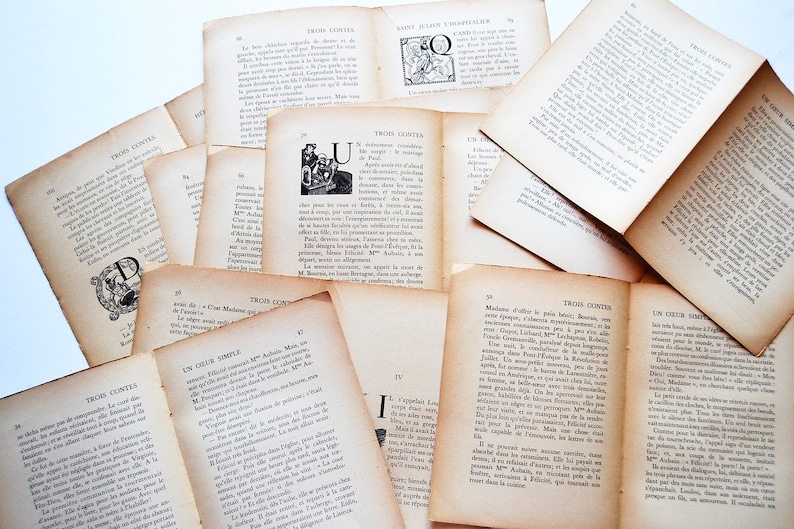 50 Old Book Pages Loose Book Pages Vintage Paper Pages | Etsy