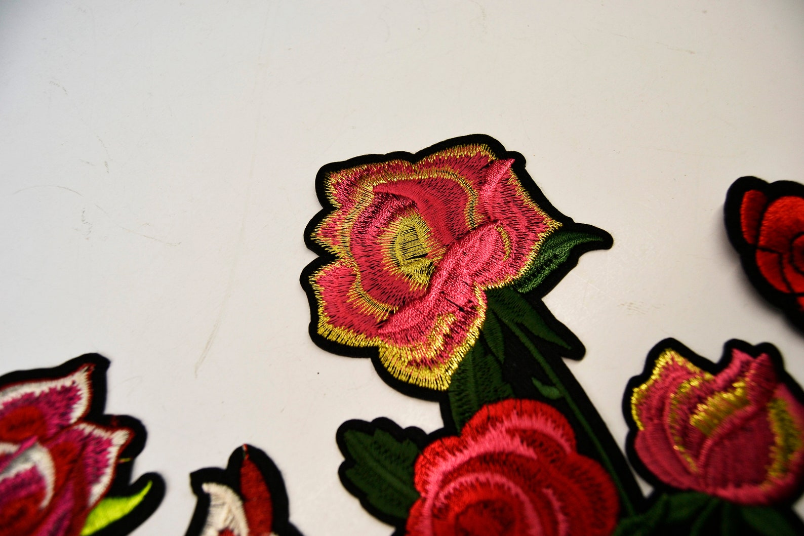 Embroidered Pink Patches Pink Patches Rose Set Patch Set - Etsy