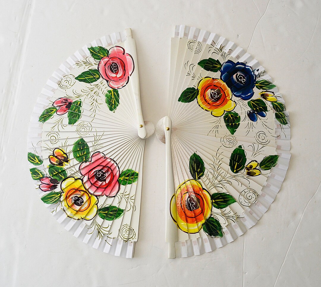 Fan Set, White Fans, Flower Fans, Wooden Fans, Two Fans, Summer Advice ...