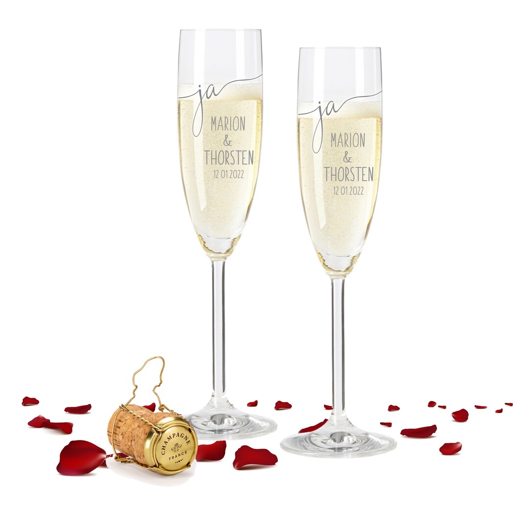 2 Leonardo Engraved Champagne Glasses for the Wedding With the Motif ...