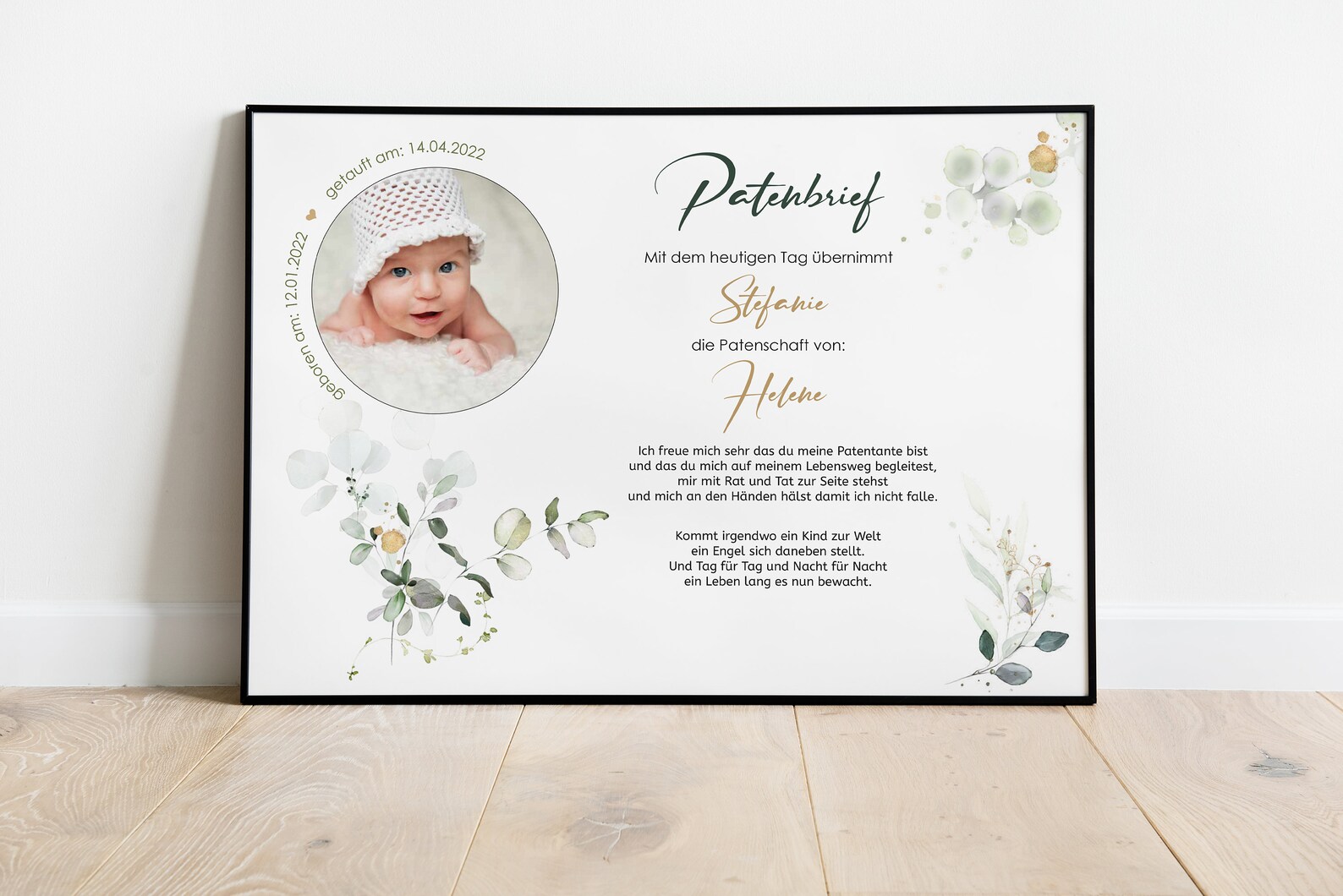GODPARENT LETTER With Photo Personalized as a Gift for Baptism ...