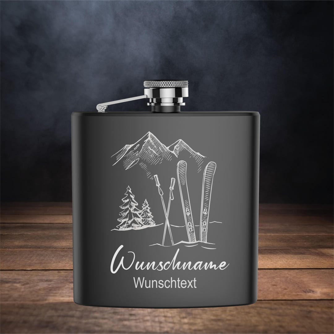 Stainless Steel Hip Flask With Engraving SKI - Etsy