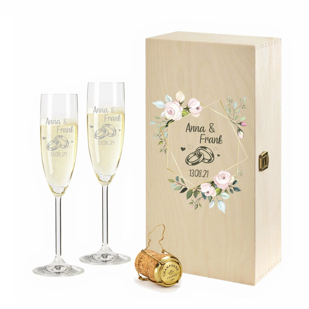 2 Leonardo Champagne Glasses in Gift Box With Engraving of the Name for ...