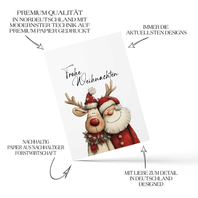 Elegant Christmas Cards in a Set of 5 With Envelopes - High-quality ...