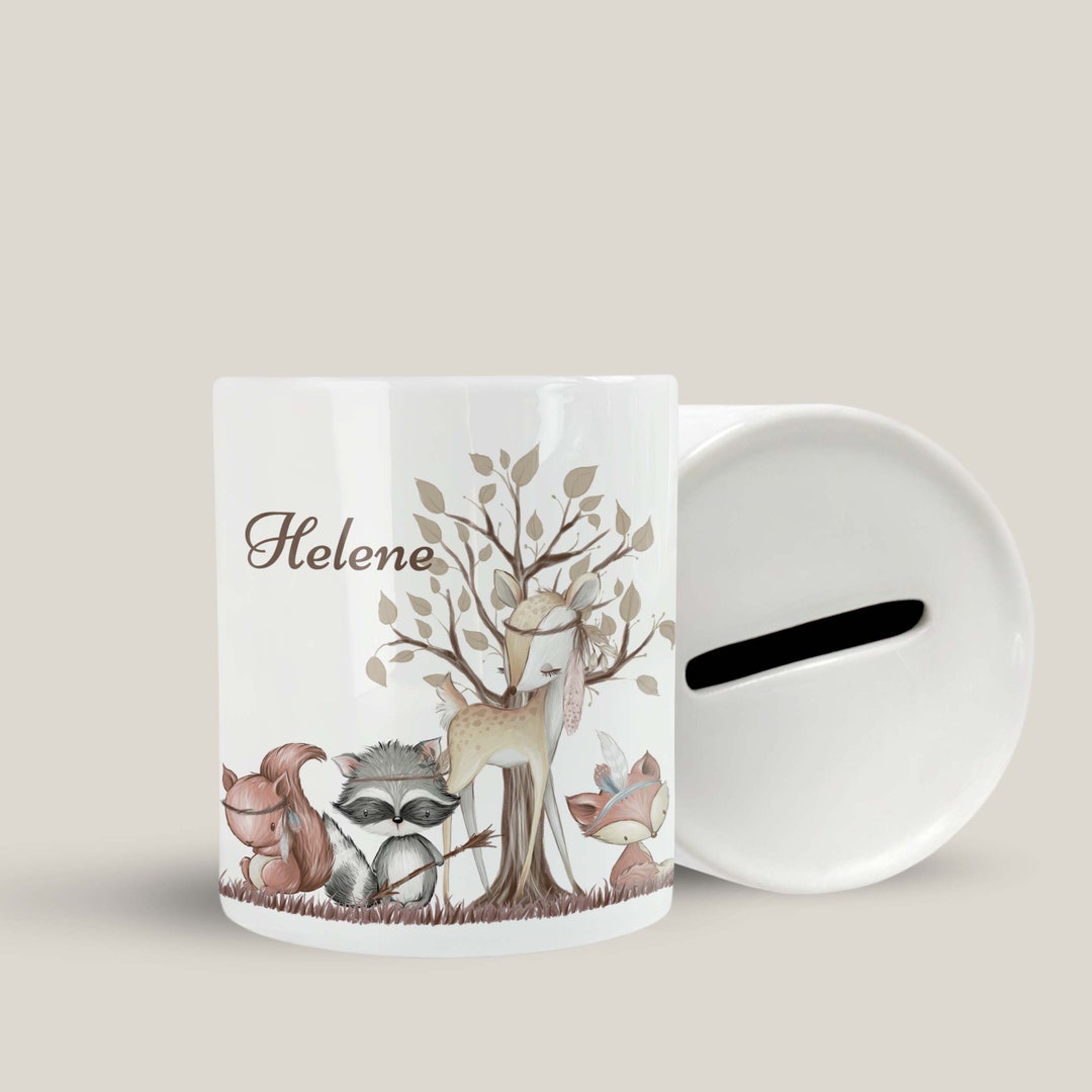 Money Box With Name Personalized Motif Forest Friends for Girls Boys ...