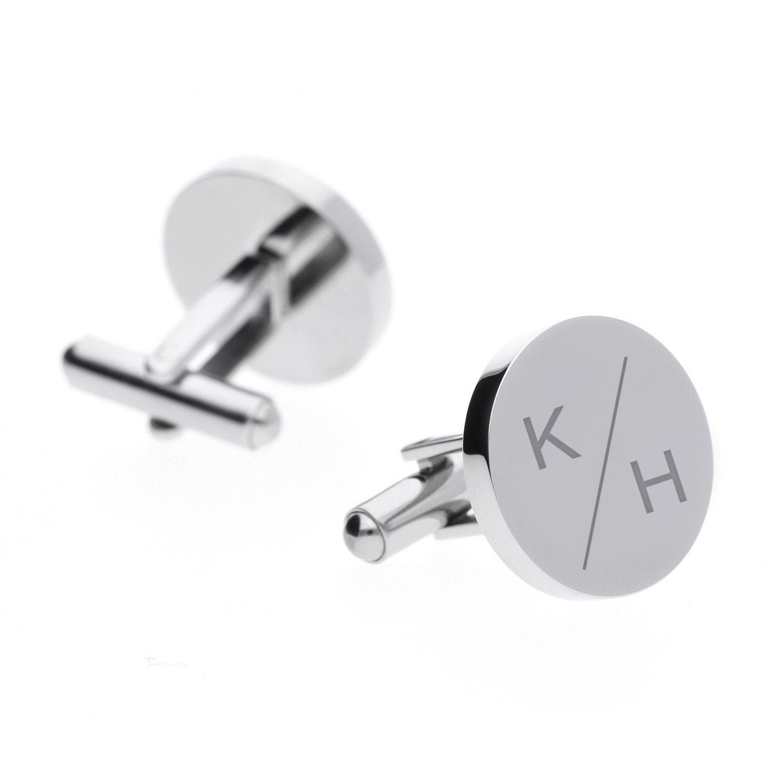 2 Cufflinks Round With Engraving of the Initials Motif 02 for the ...
