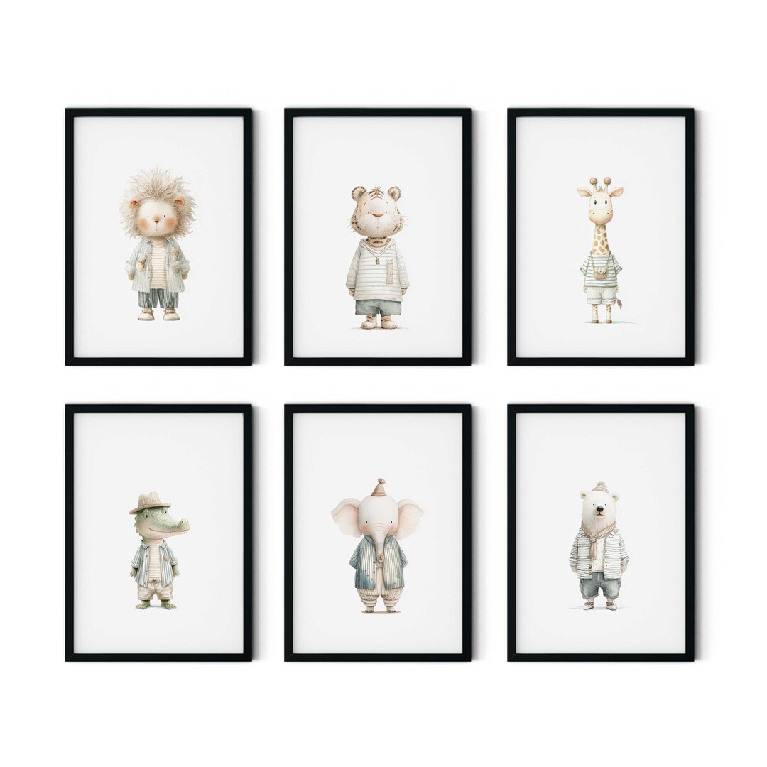 Children's Room Posters | Set of 6 Posters | Cute Animals as Wall ...