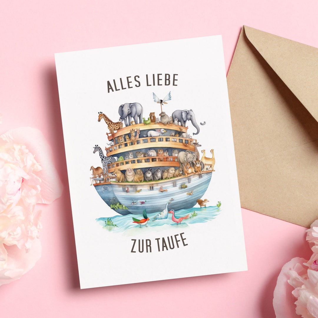 Card Baptism Motif Noah's Ark, Card for Baptism Holy Baptism, Baptism ...