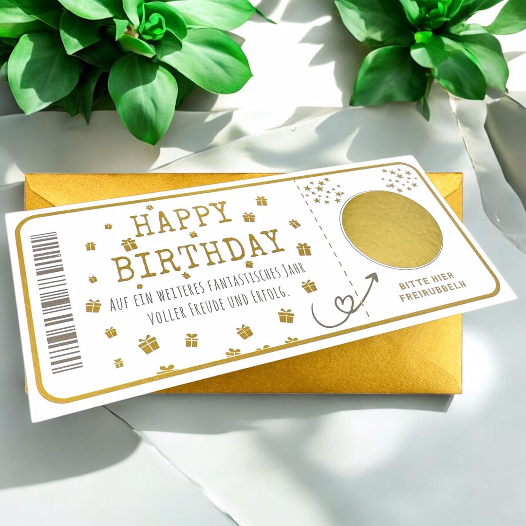 Golden Ticket Voucher Scratch Cards Make Your Own - Happy Birthday ...