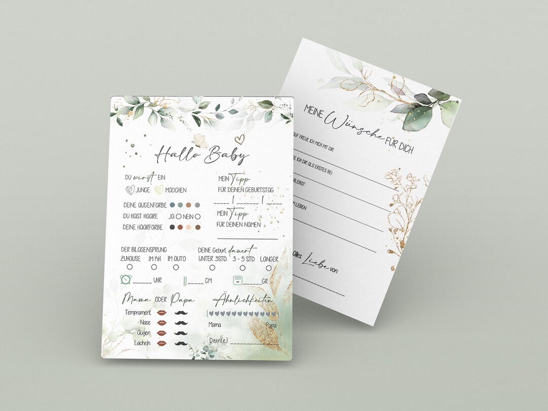 Baby Party Game Card Guessing Card Wishes Fill-in Cards Set Babyshower ...