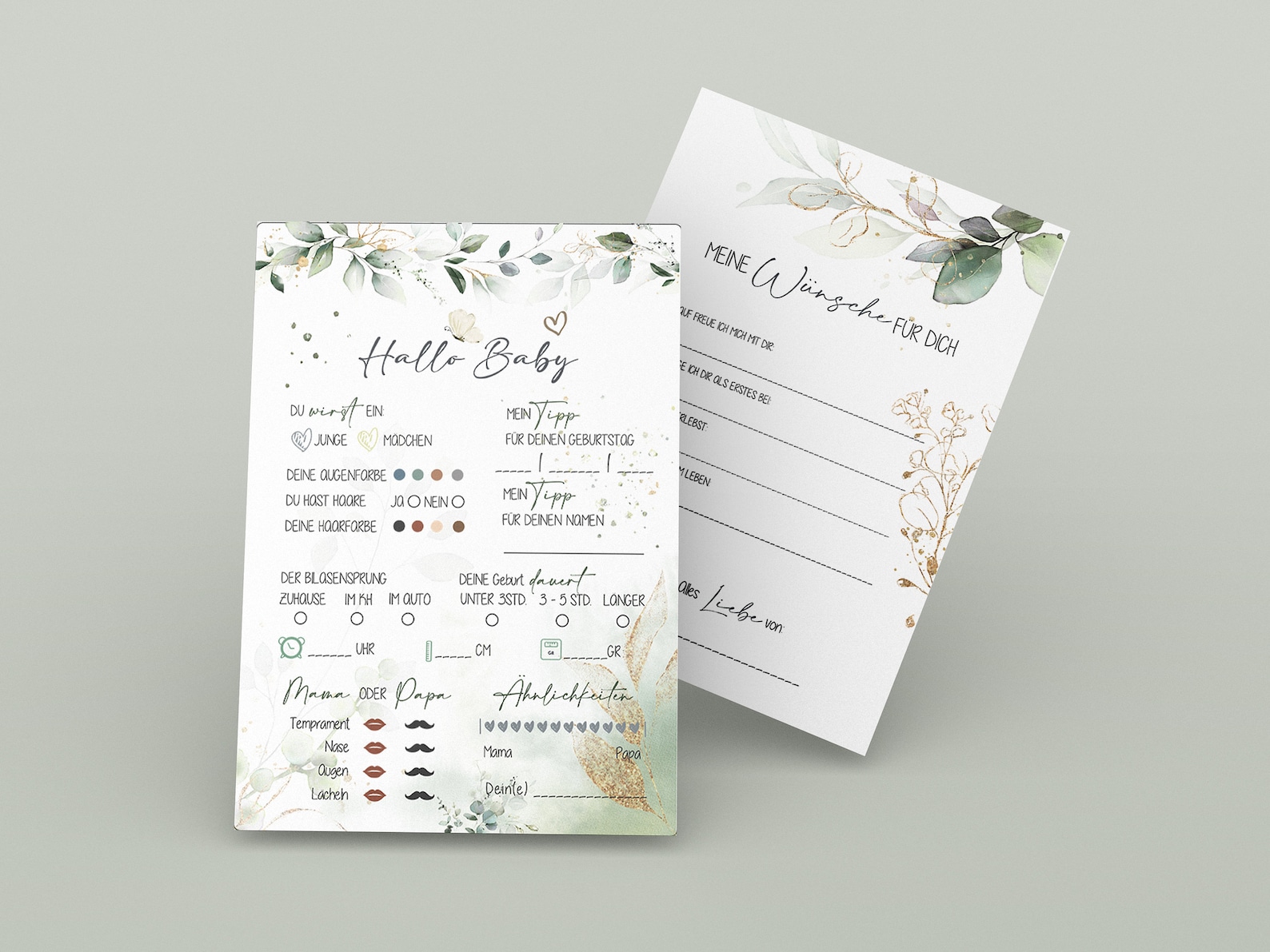 Baby Party Game Card Guessing Card Wishes Fill-in Cards Set Babyshower ...