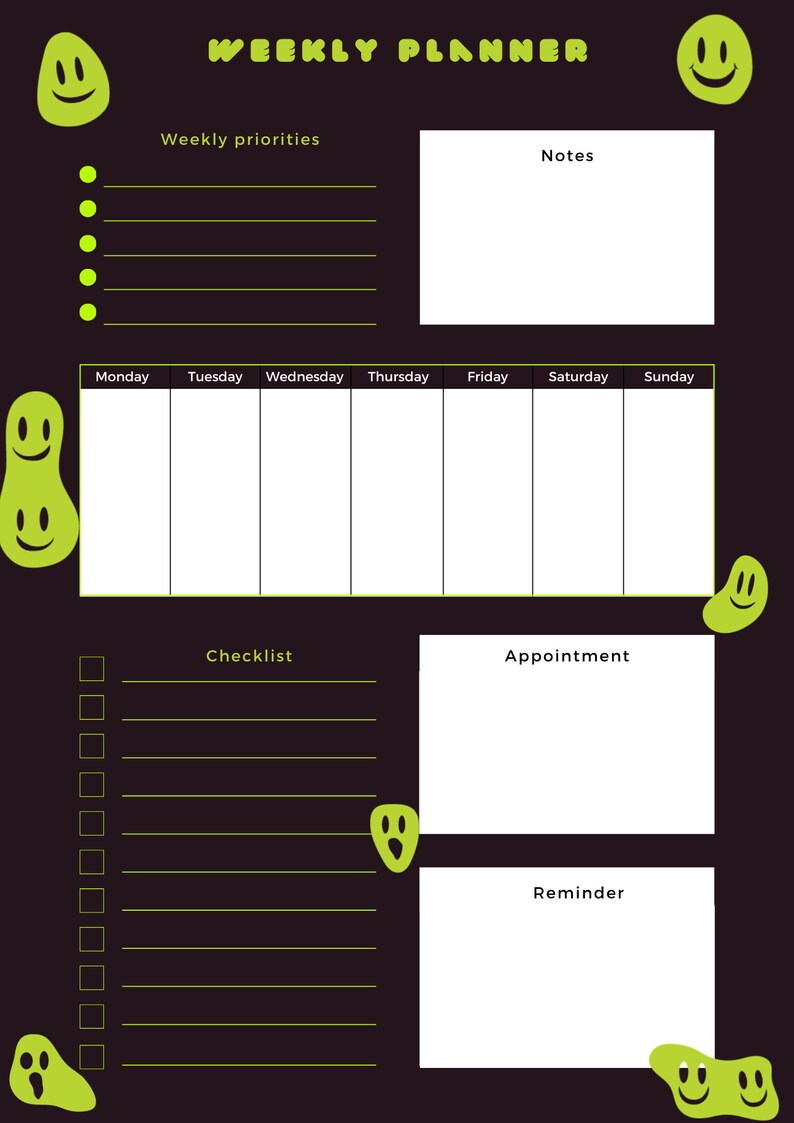 Coolest Smiley Week Planner Ever! - Etsy