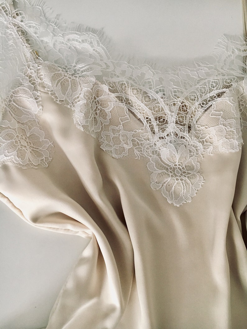 Classic Women's Simple silk top with lace detail Silk | Etsy