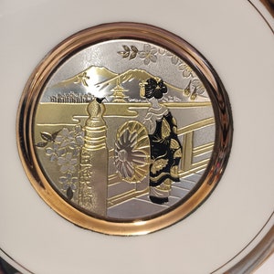 Vintage Japanese Art of Chokin 24K Gold-edged Plate With Geisha ...