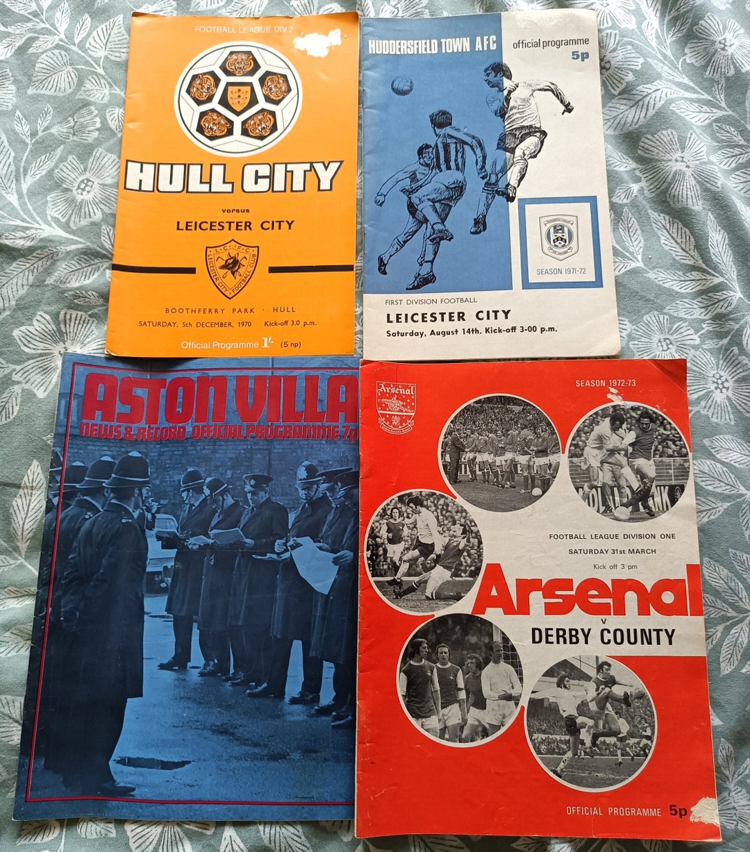 Vintage 1970s Official Football Match Programs: Leicester, Aston Villa ...