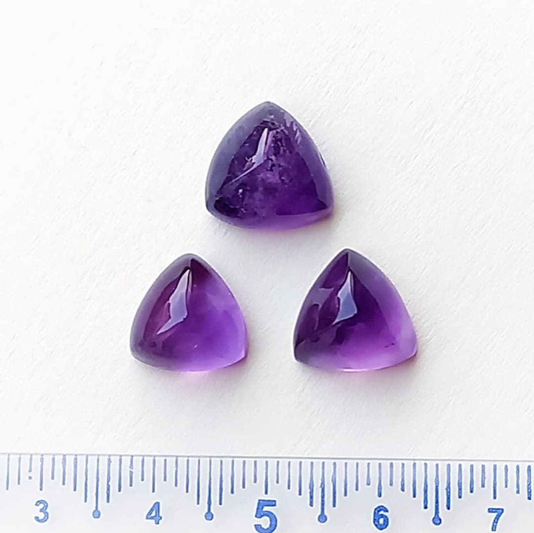 3pc Amethyst Trillian Shape Cabochon Gemstones Lot 12mm - Etsy