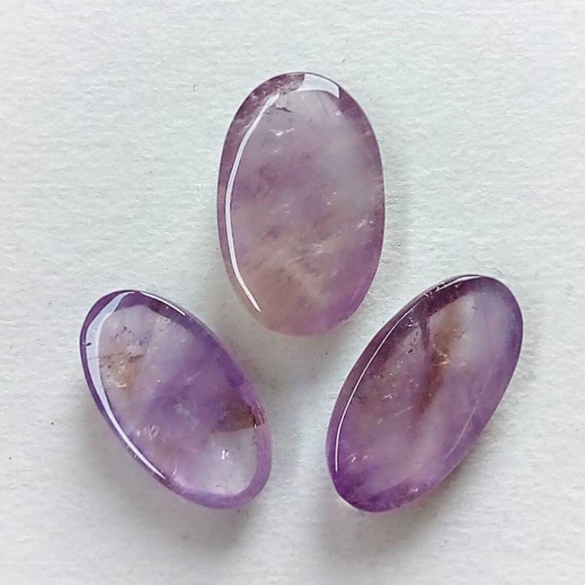 3pcs Lavender Quartz Oval Gemstone Cabochon Natural Stones Lot | Etsy