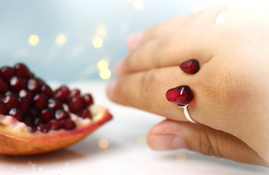 Pomegranate Seed Ring 925 Sterling Siver, Minimalist Persephone ...