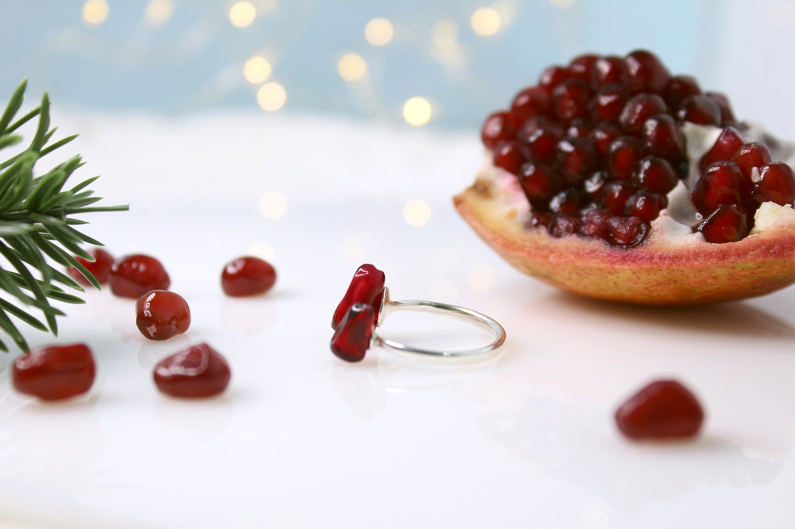 Pomegranate Seed Ring 925 Sterling Siver, Minimalist Persephone ...
