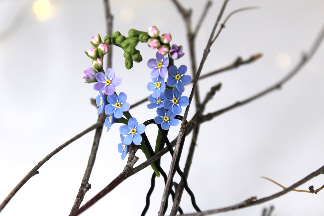 Wedding Blue Forget Me Not Hair Pin Hair Romantic Accessory - Etsy