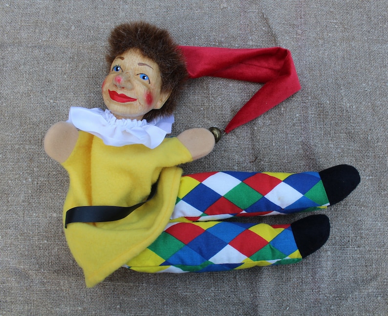 Vintage German Jester Hand Puppet: Hand-carved Wooden Head, Red Hat - Etsy