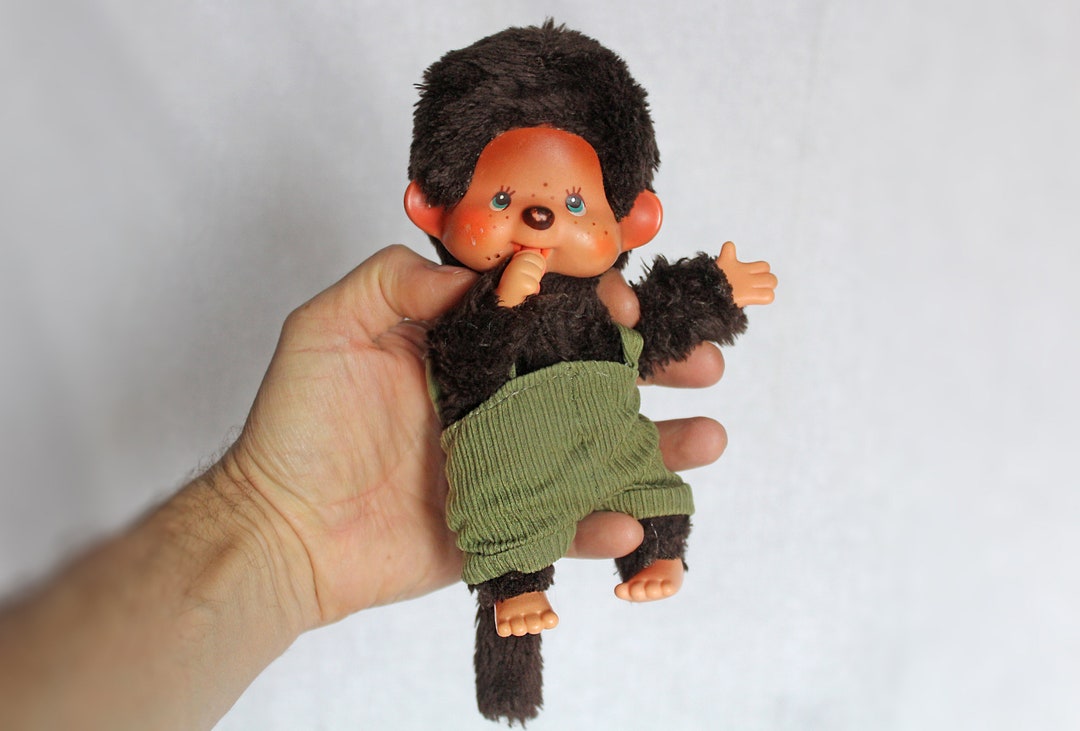 Vintage 8" Monchhichi Plush: 1974 Sekiguchi Monkey Doll, Yellow Shorts ...