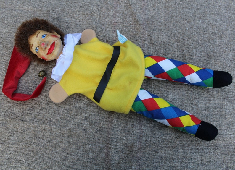 Vintage German Jester Hand Puppet: Hand-carved Wooden Head, Red Hat - Etsy