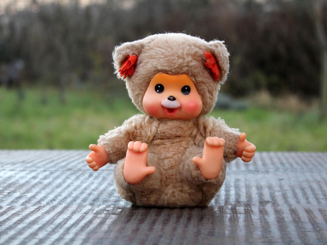 Vintage Monchhichi Friends Original 6" Rare Monchichi Bear Baby Bent ...