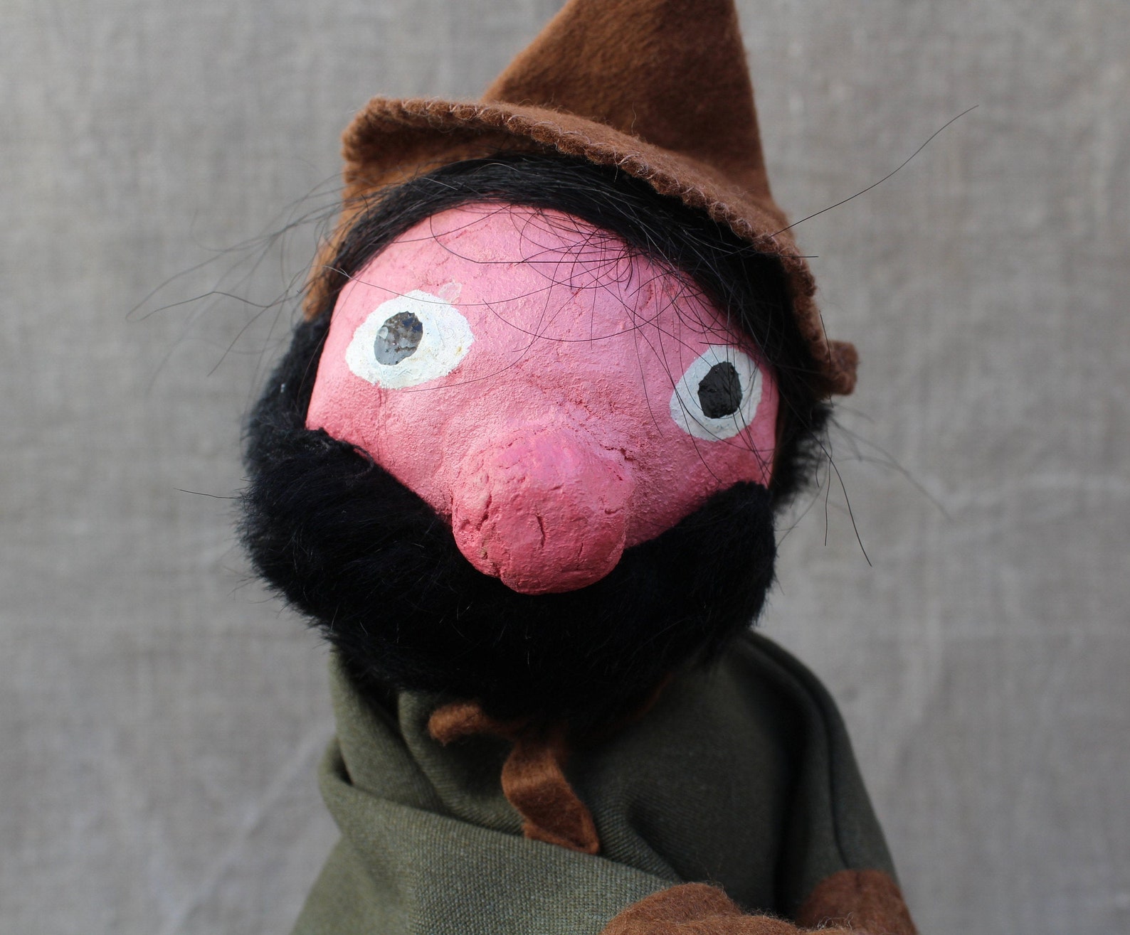 Vintage Hand Puppet Bearded Man Doll Papier mache Head Pretend | Etsy