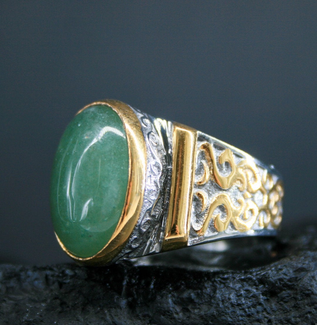 Jade Stone Silver Men Ring-925k Silver Mens Ring-handmade Mens - Etsy