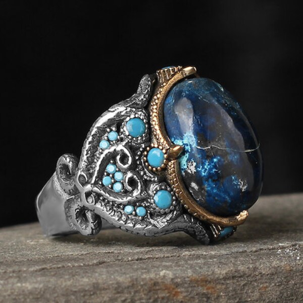 Silver Azurite Ring - Etsy