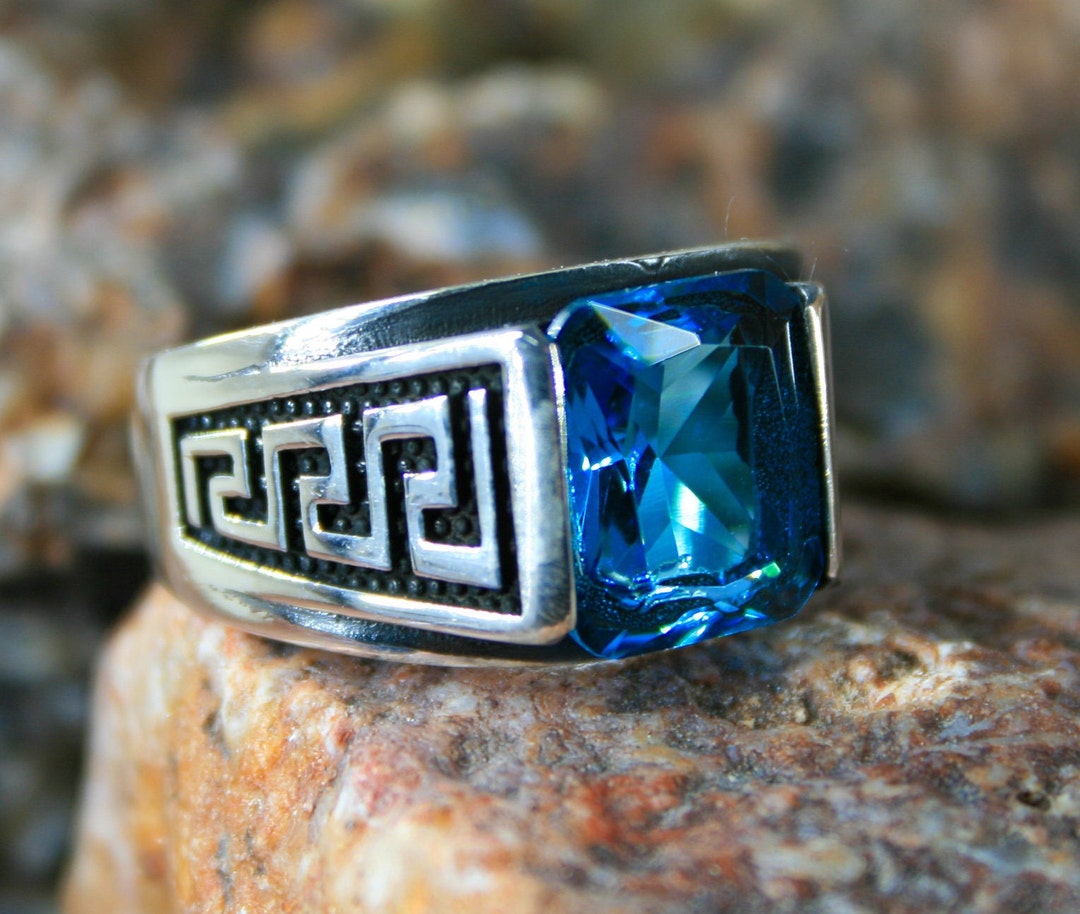 Blue Zircon Stone Handmade Silver Rings-blue Zircon - Etsy