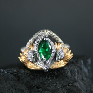 Mens Gold Palted Sterling Silver Emerald Ring-ring of Barahir-king ...