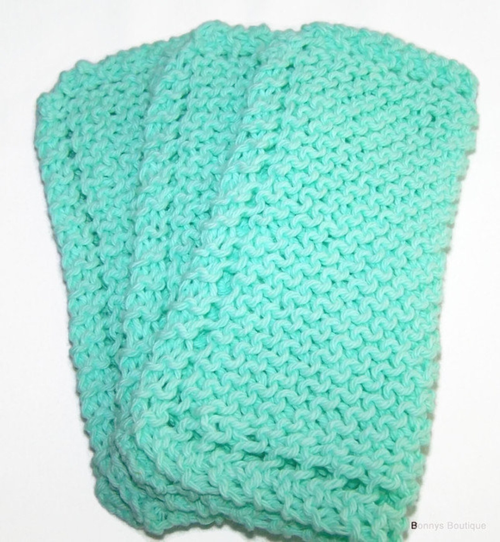 Mint green kitchen set, dish cloth set, hand knitted dish cloth, 4 pc ...