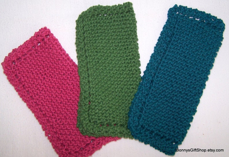 Dish Cloth Set, Knitted Dish Cloth, Red Dish Rag, Green Dish Rag, Teal ...