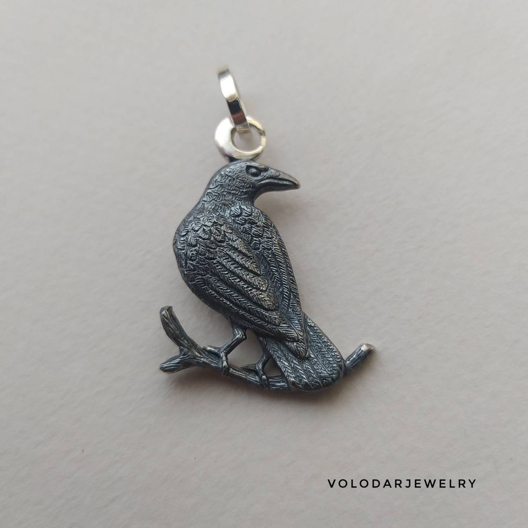 Crow Pendant. Black Crow Jewelry - Etsy