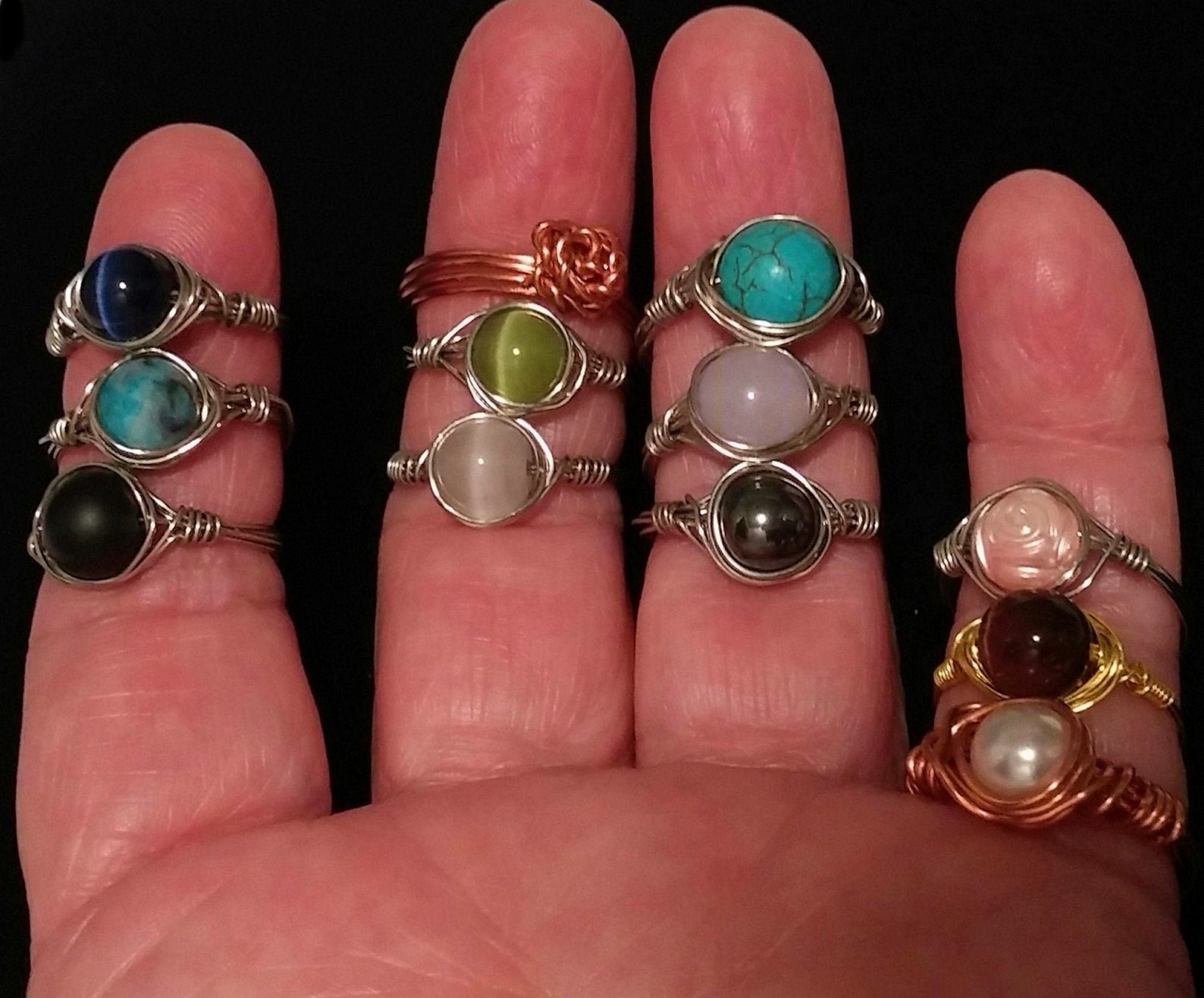 Rings Wire Wrapped Assorted Stone Rings Wire Wrapped | Etsy